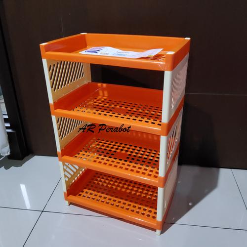 Jual Rak Susun SERBAGUNA DURIO Lemony Tingkat 4 Plastik Warna - Orange ...