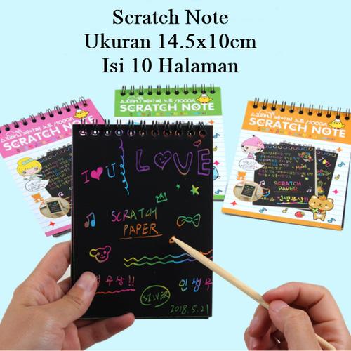 Jual [ORGM]Buku Gambar Mini Sketsa Scratch Note Hitam - Hijau - Kota ...
