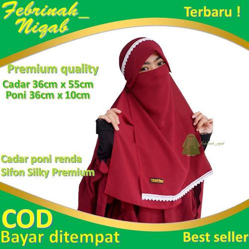 Jual Cadar Poni Renda Terbaru Sifon Silky Premium Cadar Niqab Niqop ...