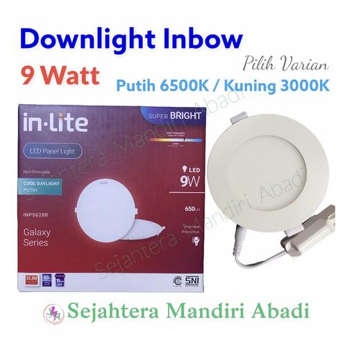 Jual Lampu Downlight Led Panel 9 Watt In-Lite Inbow Bulat INP-628R ...