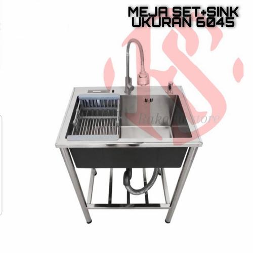 Jual KITCHEN SINK 6045 STAINLESS+KAKI/MEJA BAK CUCI PIRING PORTABLE ...