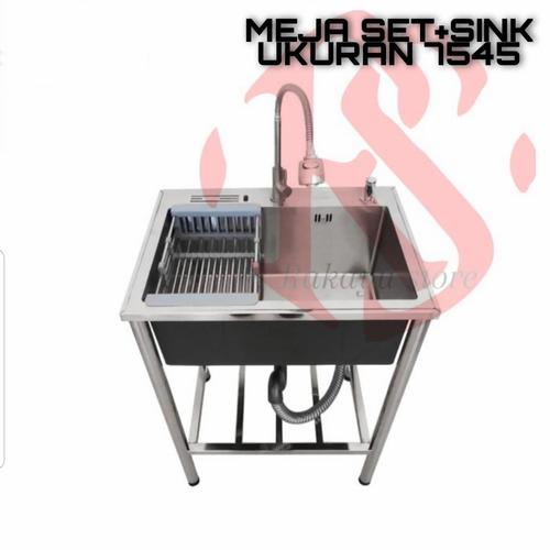 Jual KITCHEN SINK 7545 STAINLESS+KAKI/ MEJA CUCI PIRING STAINLESS ...