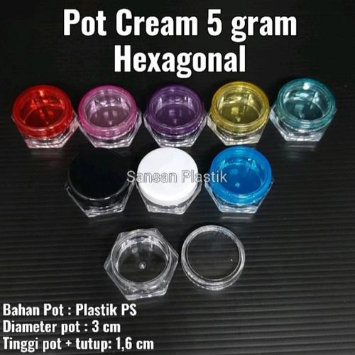 Jual Pot cream 5 gram Hexagonal/pot jar 5gram / pot cream 5 gram ...