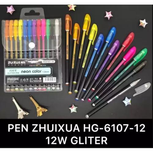 Jual Pulpen Glitter Pen 12 Warna Warni Neon Color Tinta Coloring Bolpen War - GliterNeonColor ...