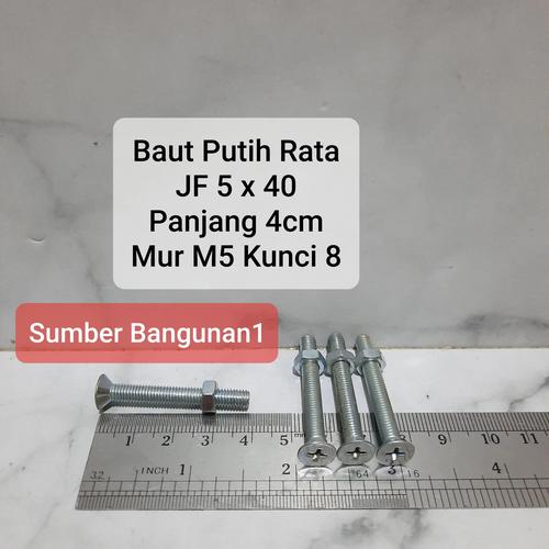 Jual Baut JF 5 x 40 putih 4cm mur m5 kunci 8 m5x40 kepala obeng rata 5mm - Kab. Bekasi - Sumber ...