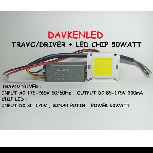 Jual TRAVO LED 50W + CHIP LED 50W / DRIVER LED 50W + MATA LED 50W - CHIP LED PUTIH - Jakarta ...