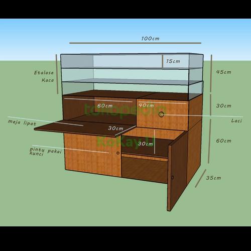 Jual meja lemari etalase kayu kaca food display makanan gerobak food ...