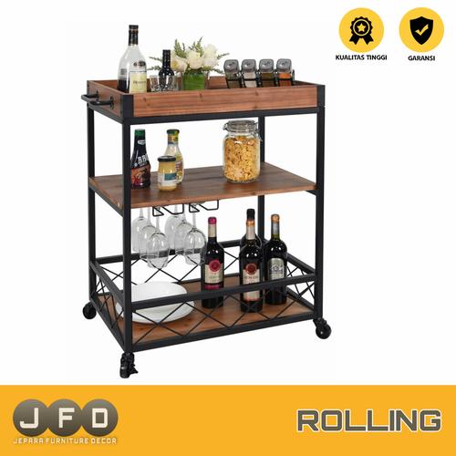 Jual Meja Troli Industrial Meja Dapur Meja Island Rolling Bar Cart ...