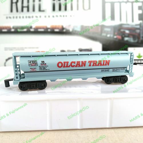 Jual Diecast Mainan Kereta Api Rail King Gerbong Oli biru Skala Ho ...