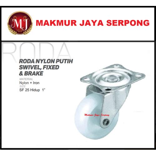 Jual RODA CASTOR 1 INCH NYLON HIDUP - WHEEL SWIVEL PUTIH | Roda Troly ...