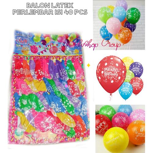 Jual (PERLEMBAR ISI 40 BALON LATEX MOTIF) BALON ULANG TAHUN / BALON ...
