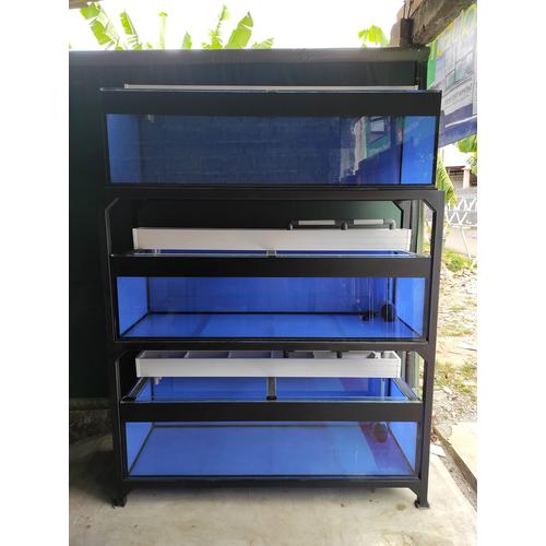 Jual Aquarium 150x50x40 10mm dan rak holo 3 susun set talang filter ...