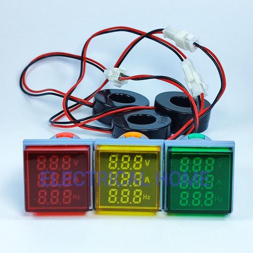 Jual Pilot Lamp LED with VOLT+AMPER+HZ 22mm - KOTAK - Kuning - Kota ...