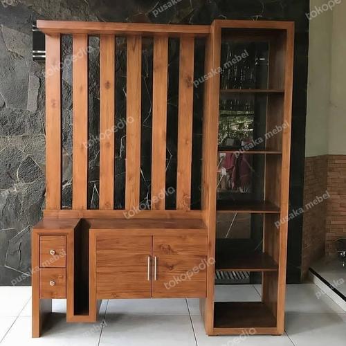 Jual partisi penyekat ruangan minimalis kayu jati, rak partisi, rak tv ...