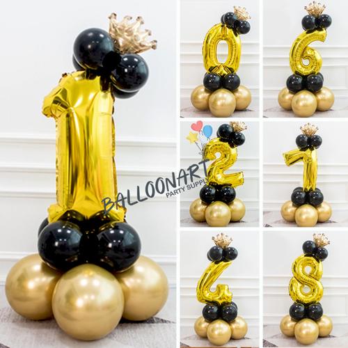Promo STANDING DIY ANGKA BLACK GOLD DEKORASI/DEKORASI ULANG TAHUN/BALON ...