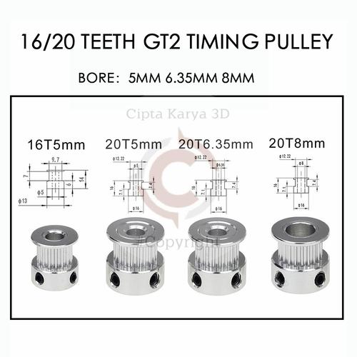 Promo GT2 16 Teeth Aluminium Pulley Bore 5mm Width 6mm - 16T B5 - Jakarta Timur - Cipta Karya 3D ...