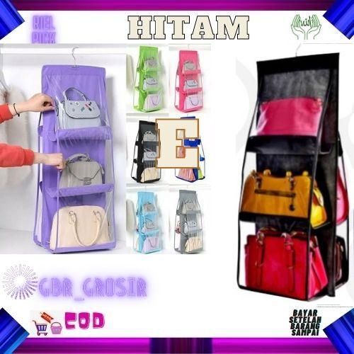 Jual RAK TAS GANTUNG 3 SUSUN 6 SLOT POLOS PLASTIK BAG ORGANIZER HANGING ...