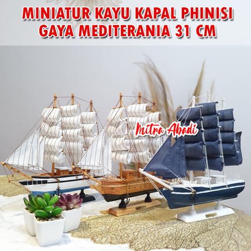 Jual Dekorasi Miniatur Kapal Phinisi Mini Gaya Mediterania Ukuran 31 cm ...