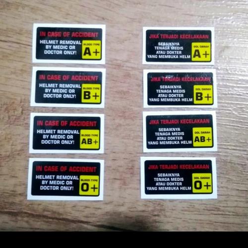 Jual sticker helm golongan darah/blood type - inggris, A+ - Jakarta ...