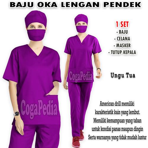 Jual Baju Ok Medis Lengan Pendek Seragam Jaga Perawat Scrub Suits bidan ...