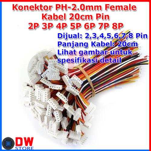 Jual Konektor JST PH2.0 PH 2.0mm Female Kabel 20cm 2P 3P 4P 5P 6P 7P 8P - PH2.0-20-3P-F - Kab ...