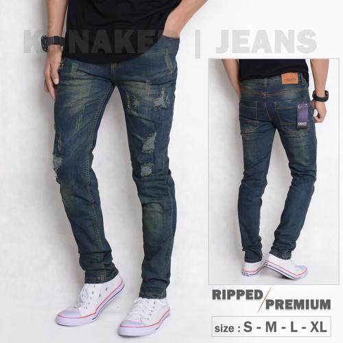Jual CELANA JEANS PRIA SOBEK LUTUT ROBEK RIPPED PREMIUM STRETCH ...