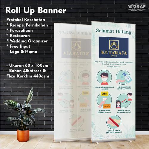 Jual ROLL UP BANNER PROTOKOL KESEHATAN CUSTOM // ROLL BANNER CUSTOM ...