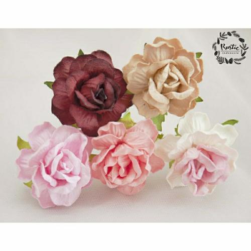 Jual 1 kuntum paper flower bunga kertas wild rose 4.5cm - biru navy ...