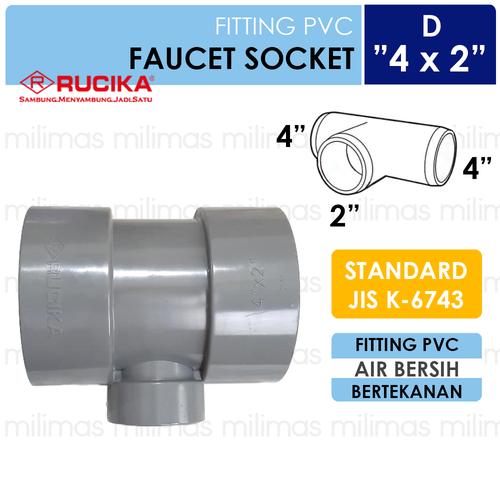 Jual RUCIKA - Reducer TEE D 4" x 2"- Verloop TEE PVC - Fitting Pipa PVC ...
