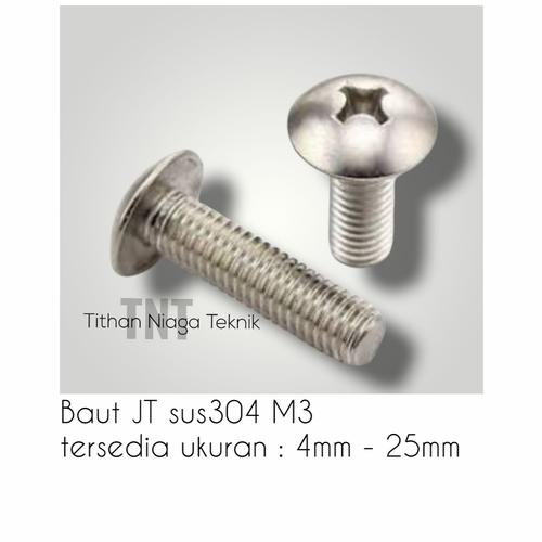 Jual Baut payung plus baut JT stainless M3x6 drat 0.5 ss304 M3 x 6 kepala + - Kota Tanjung ...