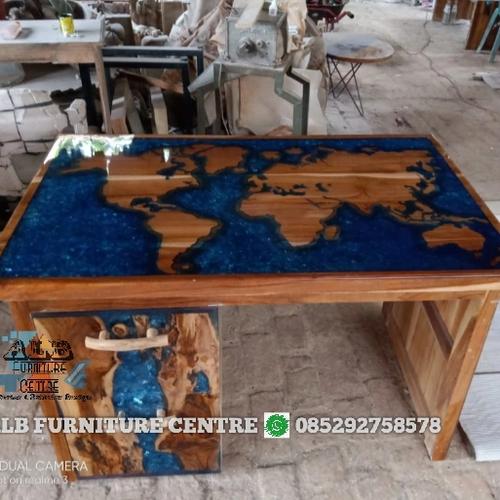 Jual meja kerja resin motif peta dunia - Kab. Jepara - ALB Furniture ...