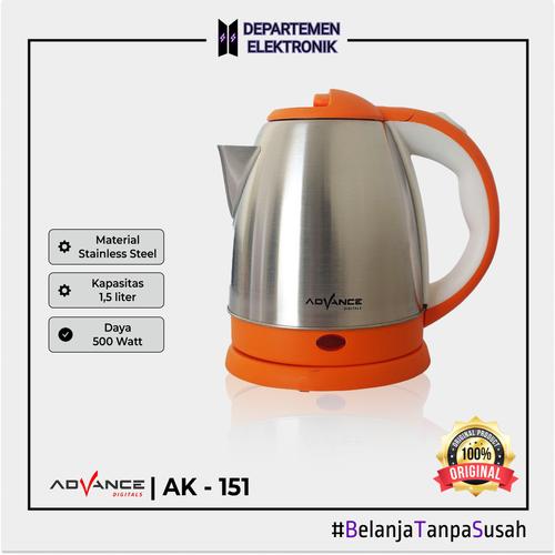 Jual Teko Listrik AK-151 ADVANCE / Electric Kettle Body Stenless 1.5 ...