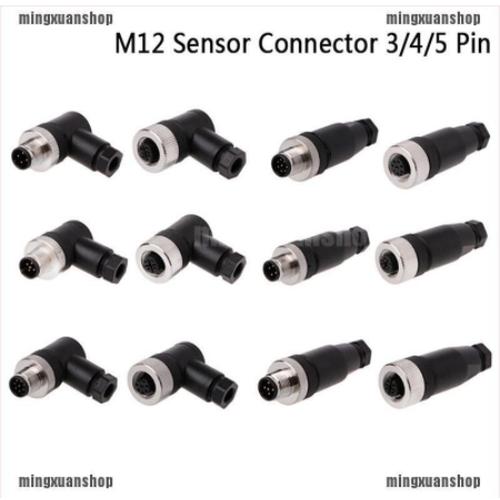 Jual M12 sensor connector 4 pin male/female straight/right angle plug ...
