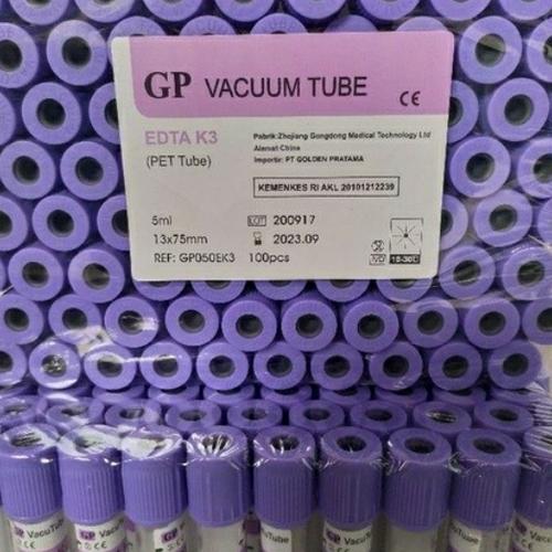 Jual Vacuum tube EDTA K3 GP 5ml / Tabung EDTA K3 GP 5ml, 10 ml isi 100 ...