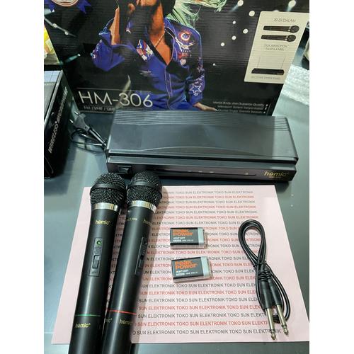 Jual Mic Double Wireless Homic HM 306 Microphone HM306 VHF Series - Kab ...