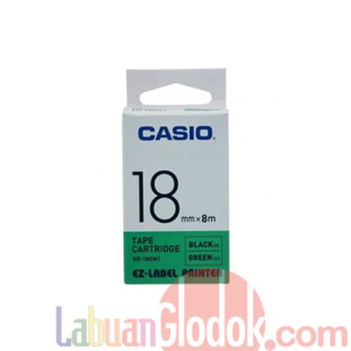 Jual Label casio XR-18GN1 18mm Black on Green/Tape Label Casio/casio ...
