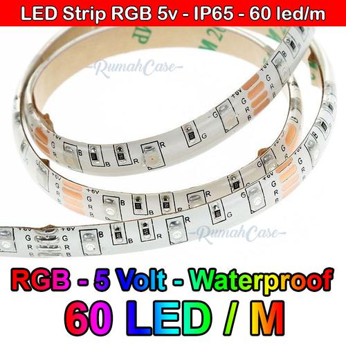 Jual ECER per 50 cm LED Strip RGB 5050 DC 5V 60 led/m IP44 Waterproof ...