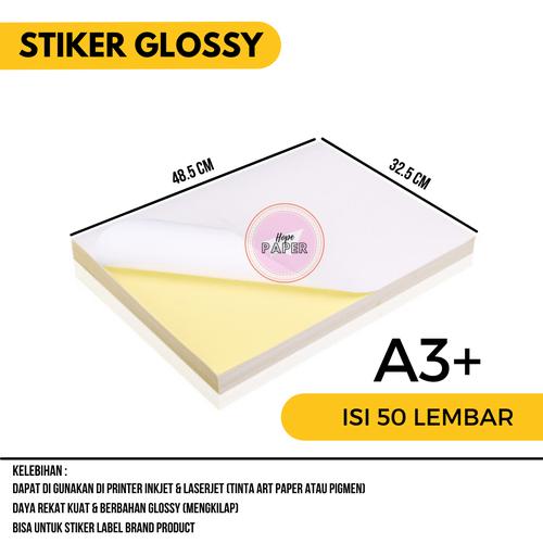 Jual Kertas Stiker Cromo Glossy A3+ Isi 50 Lembar / Kertas Sticker A3 ...