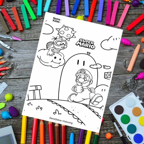 Jual Kertas Gambar Mewarnai/Colouring Anak Tema Super Mario - Kertas BC ...