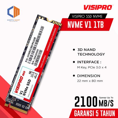 Jual VISIPRO RED SSD NVMe V1 1TB / Made In Korea / 2100MB/s / GRS 5 ...