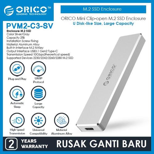 Jual ORICO M.2 NVME SSD Enclosure USB 3.1Gen2 Type-C Mini Clip-open PVM2-C3 - Jakarta Pusat ...