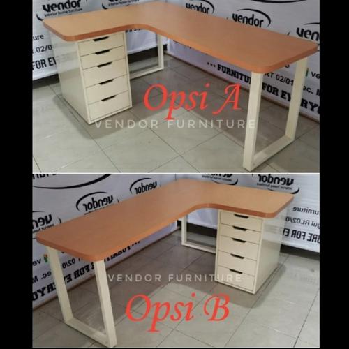 Jual CUSTOM | Meja Kerja L Shape / Desk Office Table Industrial - Kab ...