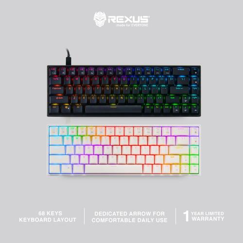 Promo Rexus Keyboard Gaming Mechanical Daiva RXD68 RGB LED - Putih, Red ...