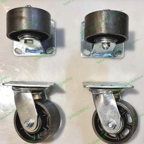 Jual Roda besi Heavyduty ukuran 4" hidup diam / putar lurus - Jakarta ...