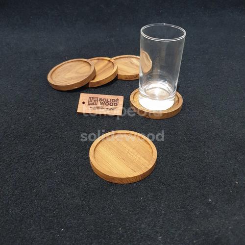 Jual Round coaster Ø 7,5cm Tatakan gelas bulat kayu JATI diameter 7.5cm ...