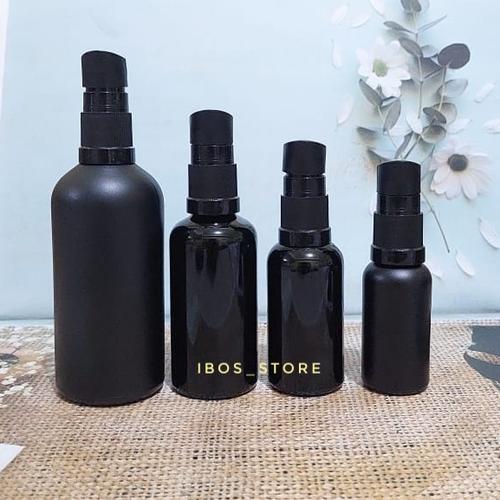 Jual Botol Hitam Kaca Pump Treatment Gel 100ml/50ml/30ml/20ml - Black ...