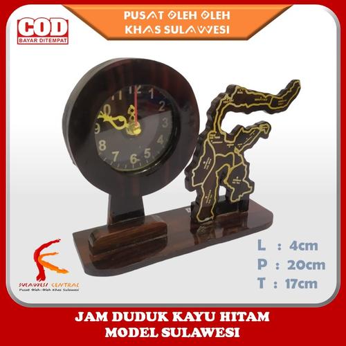Jual Jam Duduk Meja Model Kayu Hitam Motif Sulawesi 20 cm - Kota ...