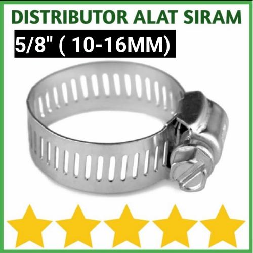 Jual CLAMP SELANG 5/8 INCH 10-16MM STAINLESS SELANG PE HOSE PIPE KLEM ...