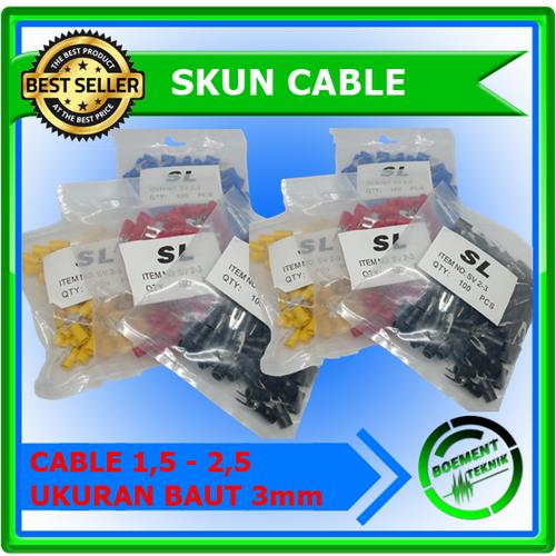 Jual Kabel Skun Y 2.5mm M3 Sekun Garpu ukuran cable 1,5-2,5 mm - Hitam ...