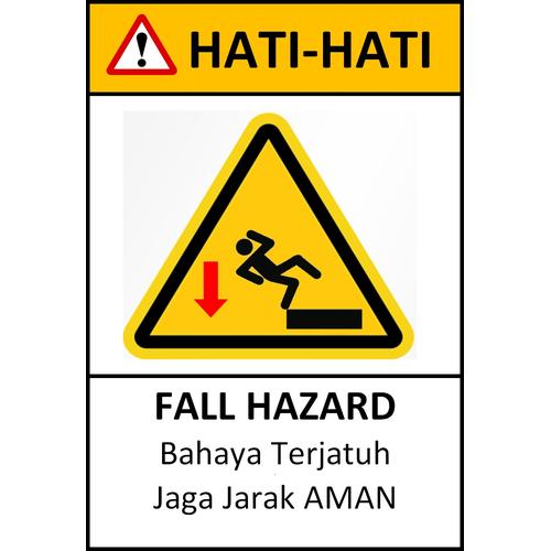 Jual Stiker Peringatan Fall Hazard Safety Sign Sticker A5 - Kota ...